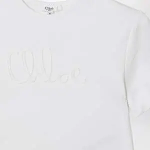 Chloé Cropped T-shirt With Logo Embroidery - White