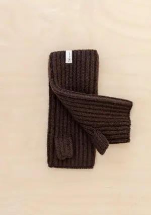 TBCO Cashmere & Merino Ribbed Wrist Warmers - Brown