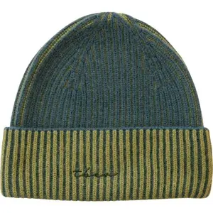 TBCO Cashmere & Merino Wool Ribbed Beanie - Olive Two-tone