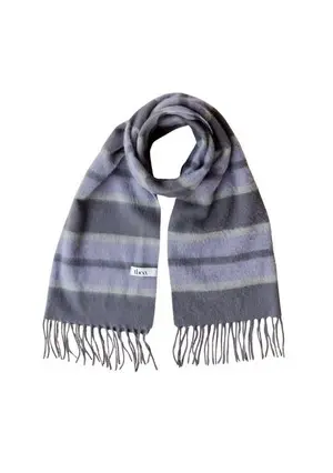 TBCO Lambswool Geomteric Pattern Oversized Scarf - Charcoal Stripe