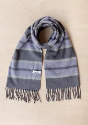 TBCO Lambswool Geomteric Pattern Oversized Scarf - Charcoal Stripe