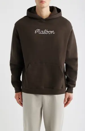 MALBON Fesque Logo Embroidered Hoodie - Brown