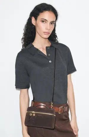 Tory Burch Suede Top Handle Bag - Dark Cocoa