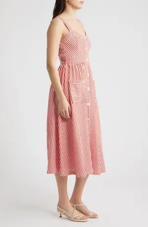 ZOE AND CLAIRE Stripe Patch Pocket Fit And Flare Sundress