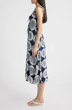 ZOE AND CLAIRE Floral Shirred Bodice Midi Sundress