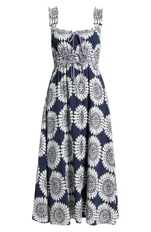 ZOE AND CLAIRE Floral Shirred Bodice Midi Sundress