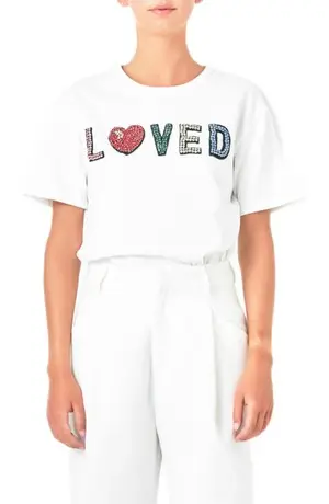 Endless Rose Crystal Appliqué T-shirt