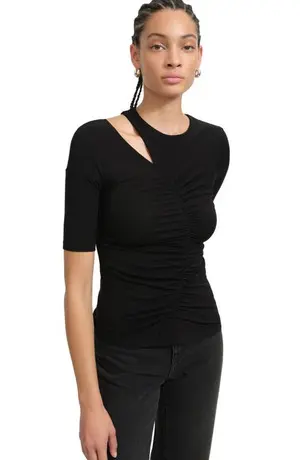 MARCELLA Paz Asymmetric Cutout Knit Shirt