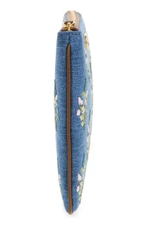 Valentino Garavani Vlogo Embroidered Denim Pouch - Blue Multi