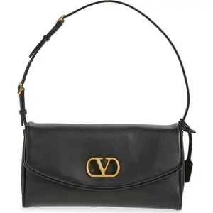 Valentino Garavani Small Devain Leather Shoulder Bag - Black