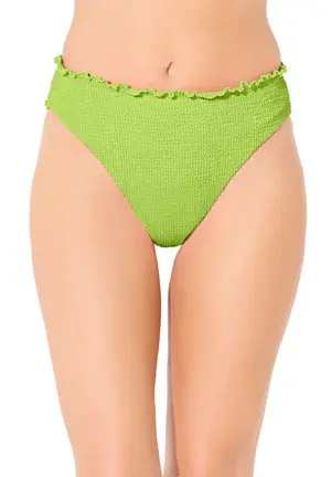 SWIMSUITS FOR ALL Crinkle Lettuce Trim Swim Brief - Lime