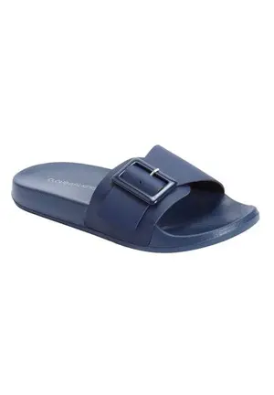 COMFORTVIEW Eva Slip-on Slide Sandals With Adjustable Buckle - Navy