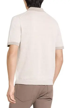 Theory Linen & Silk Polo - Silver Cloud
