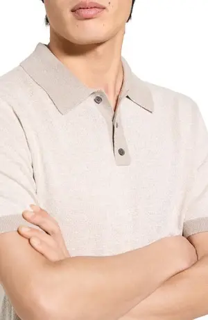 Theory Linen & Silk Polo - Silver Cloud