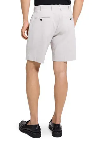 Theory Standard Good Linen Blend Shorts - Silver Cloud