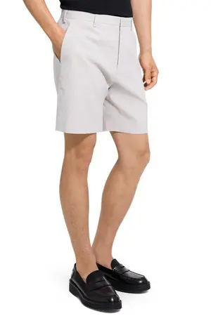 Theory Standard Good Linen Blend Shorts - Silver Cloud