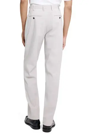 Theory Linen Blend Straight Leg Pants - Silver Cloud