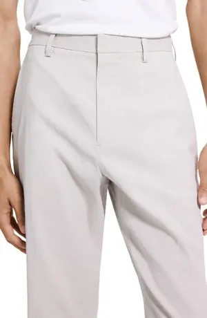 Theory Linen Blend Straight Leg Pants - Silver Cloud