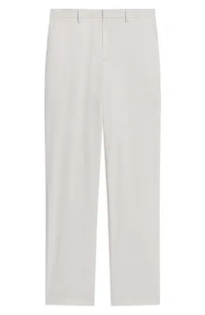 Theory Linen Blend Straight Leg Pants - Silver Cloud