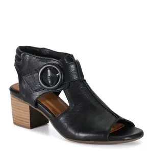 DIBA TRUE Cora Line Leather Heeled Sandals - Black