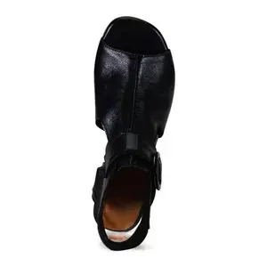 DIBA TRUE Cora Line Leather Heeled Sandals - Black