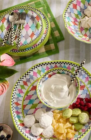 MACKENZIE-CHILDS Palm Springs Set Of 4 Melamine Dinner Plates