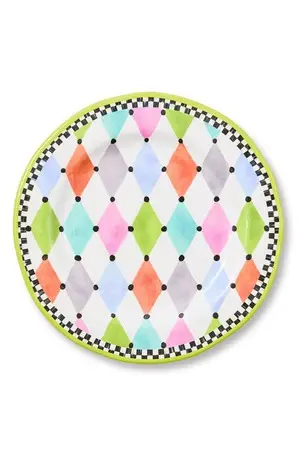 MACKENZIE-CHILDS Palm Springs Set Of 4 Melamine Salad Plates - White Multi