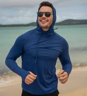 BLOQUV Hooded Sun Protective Pullover - Navy