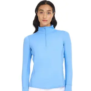 BLOQUV BloqUV Long Sleeve Relaxed Mock Zip Top Indigo