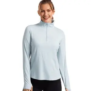 BLOQUV BloqUV Long Sleeve Relaxed Mock Zip Top Soft Gray