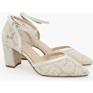 KAILEE P Abby Lace D'orsay Block Heel - Ivory