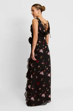 SIX STORIES Floral Cowl Front Maxi Dress