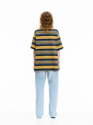 VOWELS Short Sleeve Stripe Tee - Black
