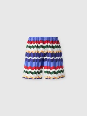 UM Long Swim Shorts With 3d Zigzag Print - Multicoloured