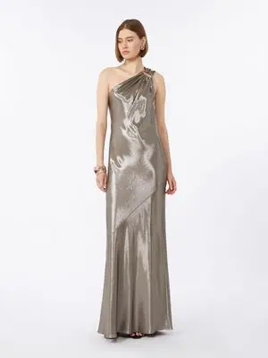 Max Mara Lamé One-shoulder Maxi Dress