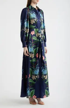 Julia Jordan Floral Print Long Sleeve Maxi Shirtdress