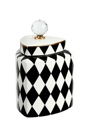 MARK ROBERTS 9" Harlequin Jar With Lid - Black