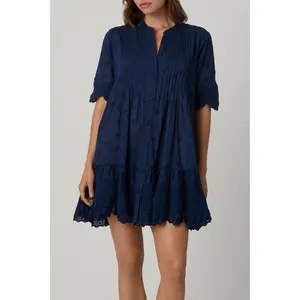 Shoshanna Milos Eyelet Mini Dress Cover Up Navy