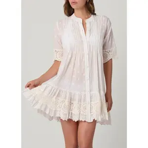 Shoshanna Milos Eyelet Mini Dress Cover Up - Optic
