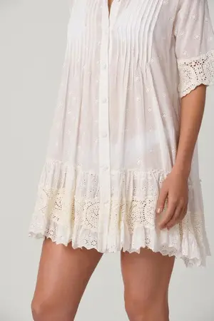Shoshanna Milos Eyelet Mini Dress Cover Up - Optic