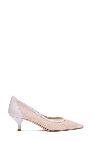 STUART WEITZMAN Lace Pump With Kitten Heel - Blanco/beige/blanco
