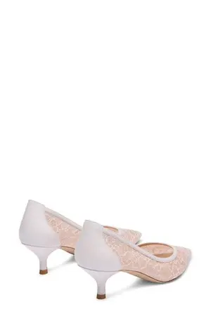 STUART WEITZMAN Lace Pump With Kitten Heel - Blanco/beige/blanco