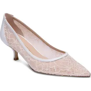 STUART WEITZMAN Lace Pump With Kitten Heel - Blanco/beige/blanco