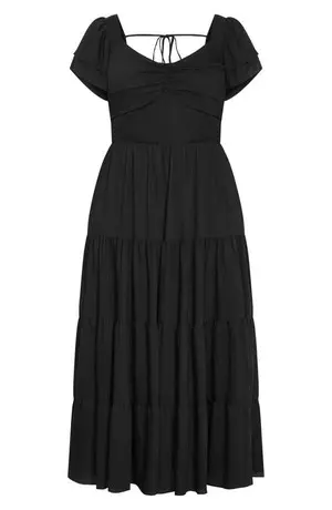 City Chic Crinkle Textured Midi Dress