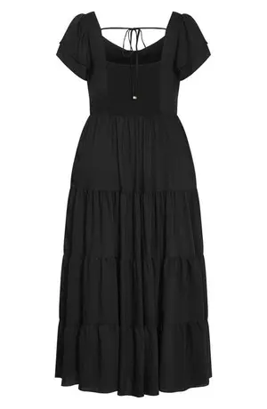 City Chic Crinkle Textured Midi Dress