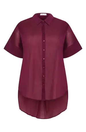City Chic Oversized Cotton Button-up Shirt