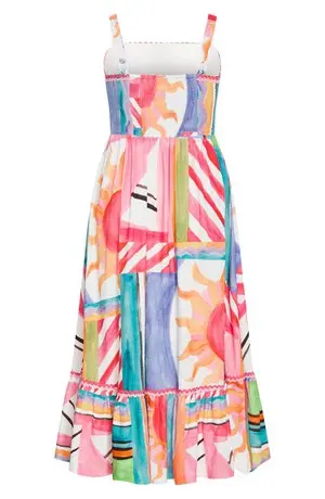 City Chic Sunlit Print Sleeveless Maxi Dress