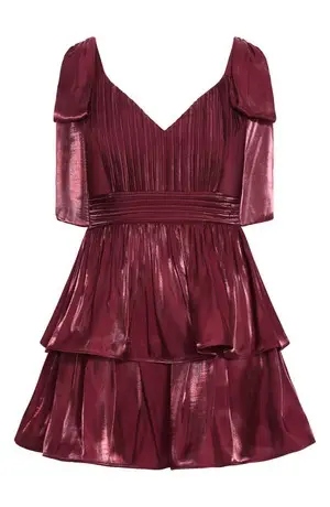 City Chic Betty Bow Cocktail Mini Dress - Dark Cherry