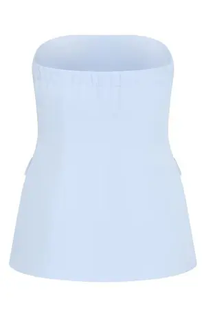 City Chic Cutaway Hem Strapless Top - Sky Blue