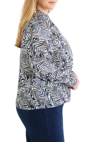 NIC+ZOE Striped Split-neck Shirt